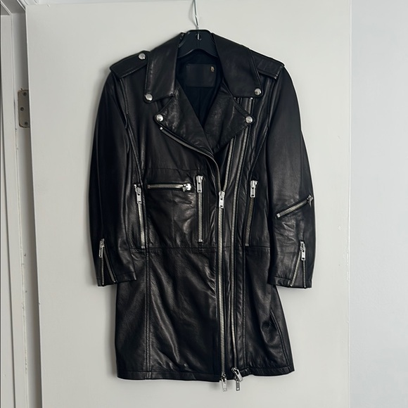 R13 | Jackets & Coats | R3 Black Leather Long Motorcycle Jacket | Poshmark